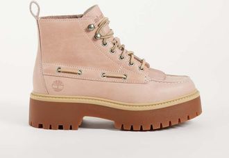 Timberland Stone Street mittelhoher Schn&uuml;rstiefel in Hellrosa aus Vollnarbenleder