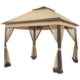 Yaheetech Yaheetech Tonnelle de Jardin avec Toiles Moustiquaires 3,3 x 3,3 m pour Camping Stand Commercial F&ecirc;tes Bistrot Bar Piscine Toile Imperm&eacute;able Couleur