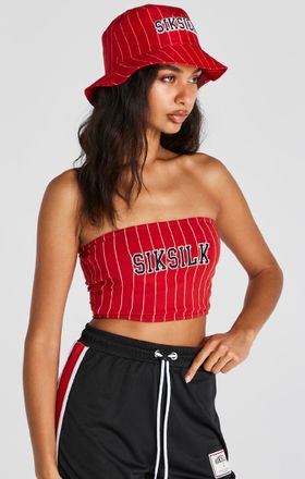 Siksilk Siksilk Damen Red Nadelstreifen -Bandeau Top XXXS
