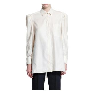 Max Mara Femme, Blouses et Chemises, Beige, Taille: 36 FR Veste en satin de coton ivoire au style classique