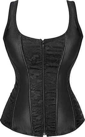 Grebrafan Corset Medieval Bustier Gothique Femme Grade Taille (EUR(42-44) 3XL, Noir)