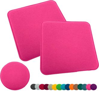 Heimtexland 2er Pack Sitzkissen Filz Stuhlkissen Bodenkissen Polster Stuhlauflage Indoor Outdoor Kissen eckig Typ631 Filzkissen pink 35x35 cm 2 Stück