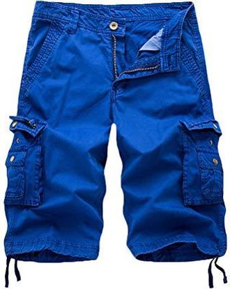 Minetom Hommes Shorts Bermudas Cargo DÉté Travailler Outdoor Casual Lâche Pantalons Courts avec Poche Bleu XXL