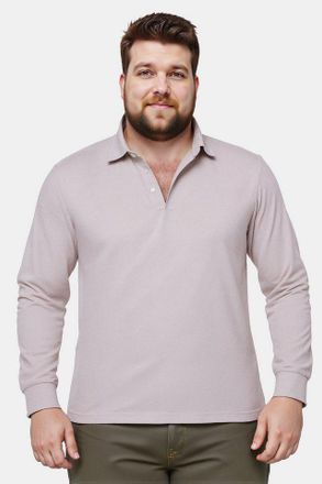 Boston Park Poloshirt Langarm-Poloshirt Melange-Piqu&eacute;