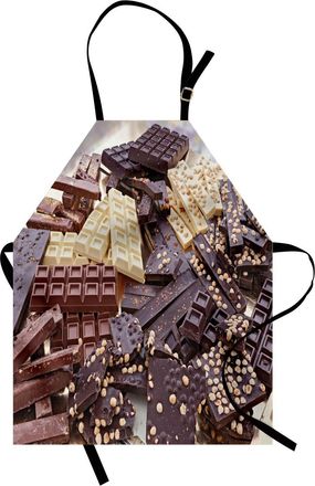 Abakuhaus Schokolade Kochschürze, Verschiedene Schokoriegel, maschienenwaschbarer Digitaldruck Farbfest, Dunkelbraun Braun Elfenbein