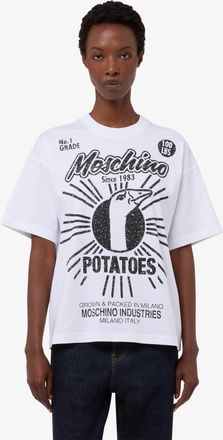 Moschino T-shirt en jersey de coton biologique imprim&eacute; - Blanc