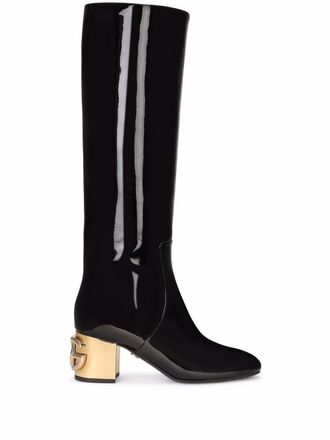Dolce & Gabbana cuissardes &agrave; talon DG - Noir