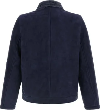 Giorgio Brato Merino Shearling Collar Overshirt - Navy