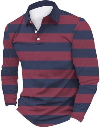Generic Polo pour homme adulte, coupe ajustée, chemise décontractée intelligente, coupe droite, t-shirt de golf à manches longues pour homme, chemises décontr