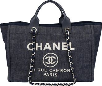 Chanel Crossbody Bags - Chanel Bleu Cotton Deauville Handbag - Gr. unisize - in Blau - f&uuml;r Damen