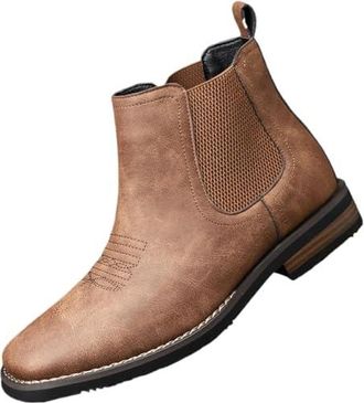 Generic Bottines de cowboy western &agrave; bout carr&eacute; pour homme - Brod&eacute;es - Style d&eacute;contract&eacute; - Pour f&ecirc;te, mariage, marron, 40 2/3 EU