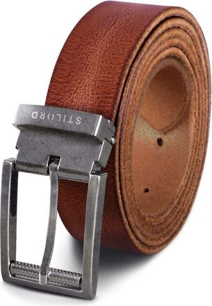 STILORD Business Lederg&uuml;rtel Herren Damen Universell K&uuml;rzbar Vintage Jeans Anzugg&uuml;rtel Casual Business Echt-Leder, Farbe:toskana - braun | Schnalle antik - si
