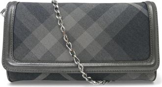 Burberry Crossbody Bags - BURBERRY GELDB&Atilde;-RSE MIT KETTE TARTAN WEB LEDER CLU - Gr. unisize - in Grau - f&uuml;r Damen