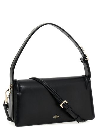 Valentino Garavani Womens Black Leather Shoulder Bag