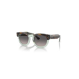Ray-Ban Mega Hawkeye Sonnenbrillen Havana Auf Gr&uuml;n Transparent Fassung Grau Glas Polarisiert 53-21