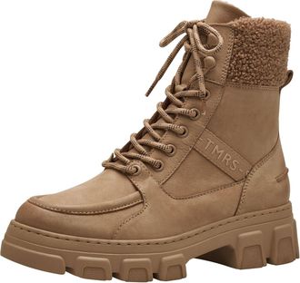Tamaris Damen Schnürstiefel Materialmix aus Leder, Textil und Synthetik Winter gefüttert; CAMEL/braun; 41 EU