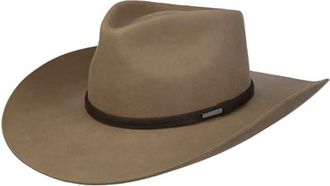 Stetson Chapeau Western Evansville Wool Homme - de Rodeo en Feutre Laine Cowboy avec Bandeau Cuir Automne-Hiver Automne Hiver - L (58-59 cm) Marron