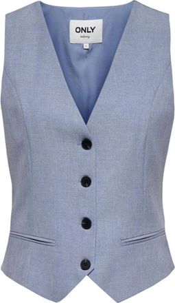 Only Only, Femme, Vestes, Bleu, Taille: 30 FR Gilet sans manches &agrave; col en V plongeant