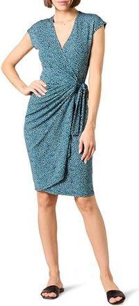 Amazon Essentials Robe cache-coeur classique, manches cape (disponible en grande taille) Femme, Bleu Marguerites, 4XL Grande taille