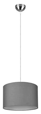 Trio Trio, Suspension, Hotel 1xE27, max.60,0 W Tissu, Gris, Corps: M&eacute;tal, Nickel mat &Oslash;:40,0cm, H:150,0cm IP20,Sans illuminant,R&eacute;glable en hauteur