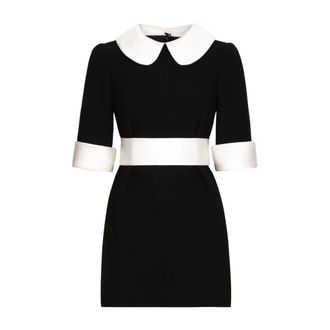 Dolce & Gabbana Schwarzes Wollkrepphemdkleid - - Dresses - Damen - Schwarzk - M