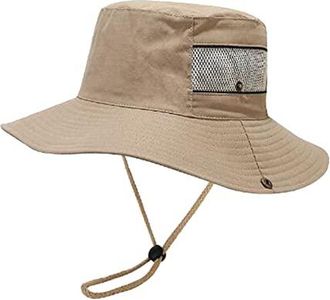 Generic Chapeau boonie respirant &agrave; large bord en maille pour voyage p&ecirc;che avec nom, kaki, Taille unique