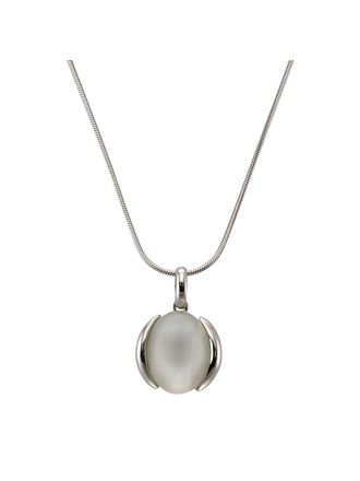 Zeeme Gemstones Halskette Silber 925 rhodiniert mit echtem Mondstein 16x12mm