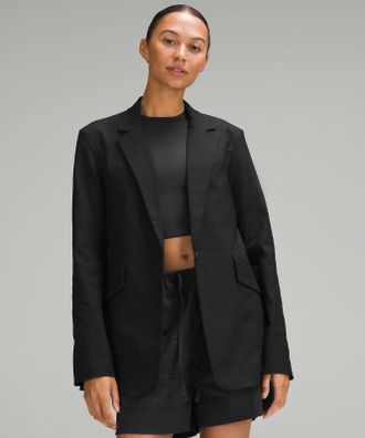 lululemon Blazer en serg&eacute; &agrave; coupe d&eacute;contract&eacute;e pour Femmes - Taille XL