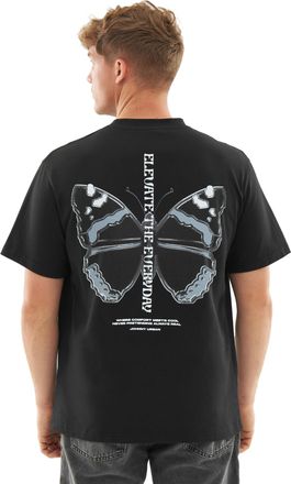 Johnny Urban Oversized Tshirt Herren & Damen Schwarz - Sammy Chrome Butterfly - Heavy Cotton T-Shirt Oversize - Streetwear Fit - Halbarm Shirt Unisex - 100% Baumwo