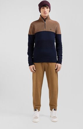 Eden Park Pull Col Camionneur En Coton Noisette &Agrave; Jeux De Maille Coupe Regular