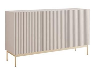 Selsey Kommode mit LED-Beleuchtung Modernes Sideboard in Kaschmir mit Push-to-Open Schlafzimmer Kommode 138 cm Breite 3-t&uuml;rig mit 6 Ablagen Elegante Goldene 