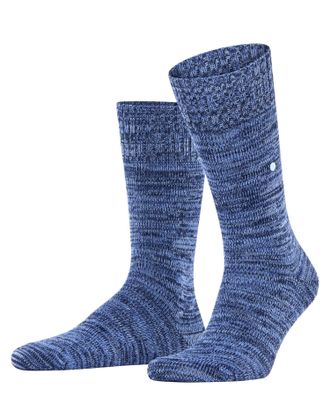 Burlington Herren Socken Knitting Hill M So Wolle Baumwolle gemustert 1 Paar, Blau Marine 6120, 40-46