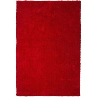 Beliani Beliani - Tapis Poils Longs Shaggy Rouge en Polyester et Coton Tr&egrave;s Doux au Toucher pour Chambre ou Salon au Style Moderne 140 x 200 cm