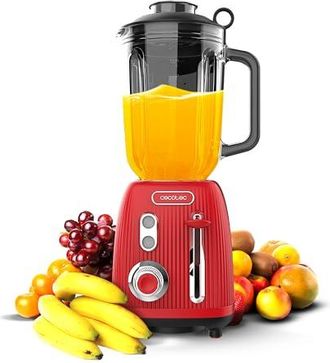 Cecotec Standmixer Retro Power Black Titanium RetroRed. 1200W Maximale Leistung, 2 Geschwindigkeiten, 4-Klingen-Messer mit schwarzer Titanbeschichtung und 1,5