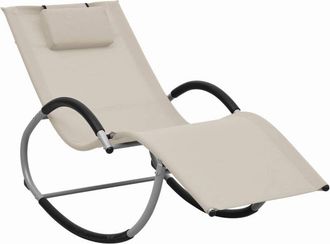 vidaXL Sonnenliege mit Kissen Creme Textilene Vidaxl