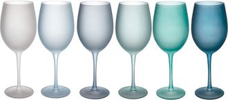Villa D'Este Home Tivoli Shades of Blue Set aus 6 Frosted Gläsern, 550 ml