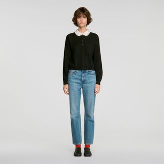 Sandro Pull col polo orn&eacute; de perles