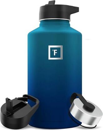 Iron Flask Gourde Isotherme avec Paille - 650/950/1200/1800 ml - Inox &Eacute;tanche Bouteille deau Isotherme &agrave; Double Paroi Sans BPA - Sport Gym Voyage Enfant