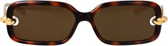 Bottega Veneta unisex, Accessoires, Brun, Taille: 56 MM Knot Rectangular Lunettes de soleil