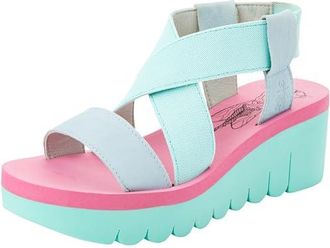 FLY London Femme Yabi922fly Sandale, Sky Blue Mint Lilac, 37 EU