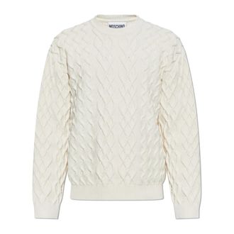 Moschino Homme, Pulls, Beige, Taille: XL Pull avec tricot décoratif