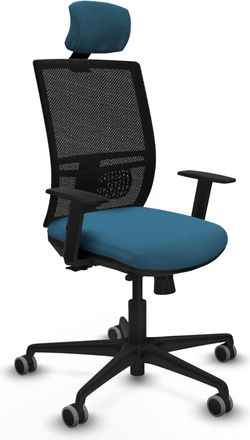 Piqueras y Crespo B&uuml;rostuhl mit 1D-Armen, h&ouml;henverstellbare Lendenwirbelst&uuml;tze und h&ouml;henverstellbares Kopfteil, ausgestattet mit Syncro/Traslack. Schwarz/Petrolgr&uuml;n