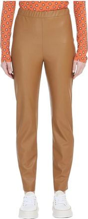 Max Mara Femme, Pantalons, Brun, Taille: 40 FR Leggings en Jersey Doux avec Taille Élastique