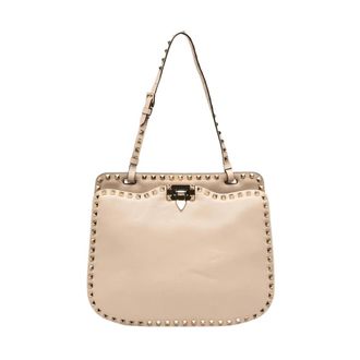 Valentino Pre-owned Studded Leather Shoulder Bag - - Pre-owned - Damen - Beige - ONE SIZE