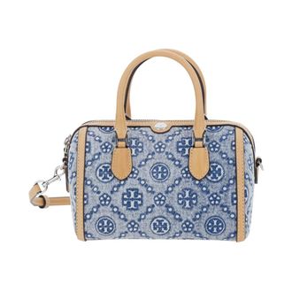 Tory Burch Femme, Sacs, Bleu, Taille: ONE Size T Monogram Denim Petite Barrel Bag