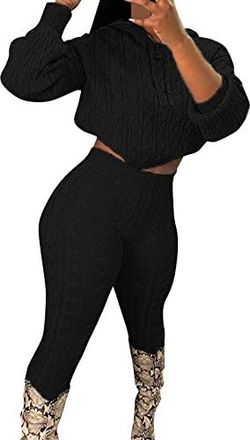 Generic Costume Tricot&eacute; En Laine Pour Femmes Tendance Automne Et Hiver V&ecirc;tements De Nuit Haut Et Pantalon Ensembles Chic Et Elegant Automne Hiver 2 Piece Suit