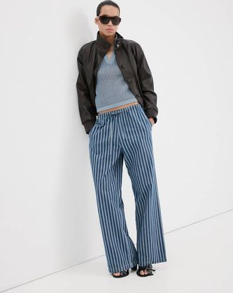 Mango Pull-over maille ajour&eacute;e col polo bleu ciel - Femme - XS - MANGO