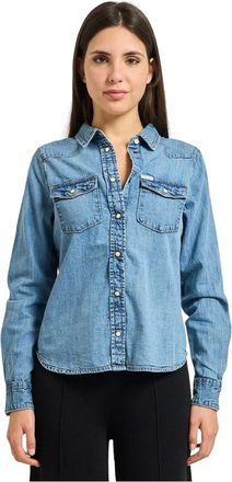 Guess Femme, Blouses et Chemises, Bleu, Taille: 42 FR Chemise en denim