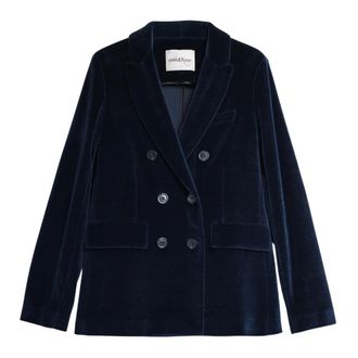 ottod'Ame Femme, Vestes, Bleu, Taille: 42 FR Veste en velours &agrave; double boutonnage