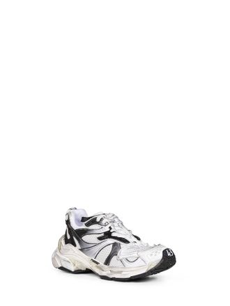 Balenciaga Mens Runner Sneakers White-Black Polyurethane Trainers White/black